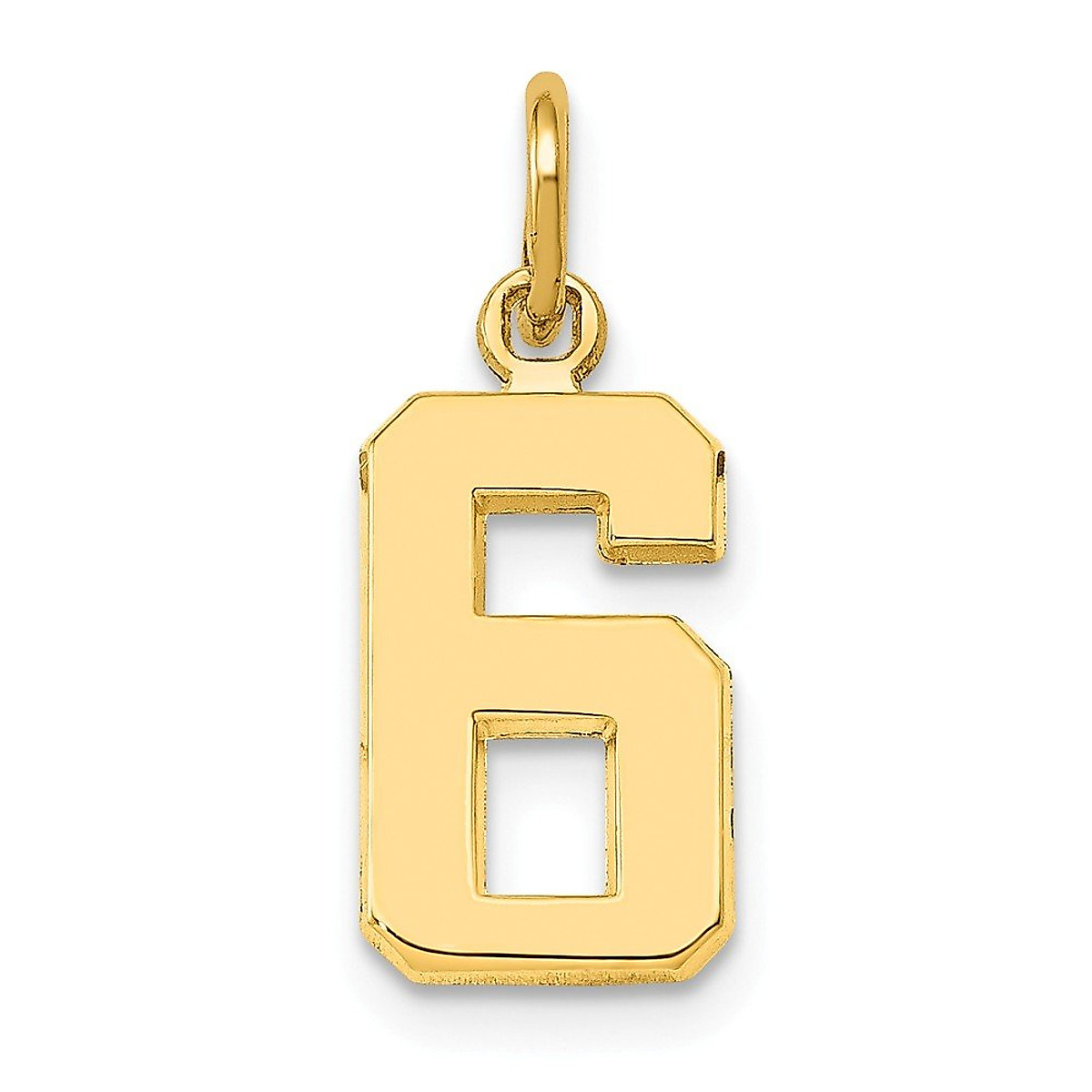 Solid 14k Yellow Gold Casted Small Number 6 Charm Pendant - 20mm x 7mm