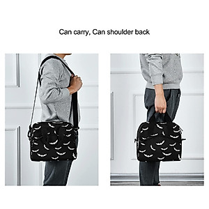 Bats Halloween Lunch Bags for Women Black Lunch Tote Bag Lunch Box Water-resistant Thermal Cooler Bag Lunch Organizer for Working Picnic Beach Sporting
