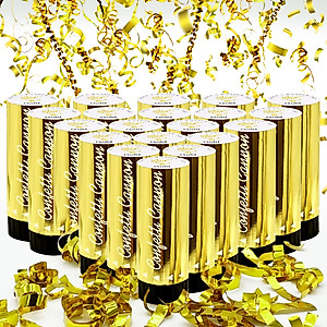 20 PCS Gold Party Confetti Poppers Cannons for Wedding Birthday Graduation Baby Shower Anniversary Christmas New Year's Party Celebrations Supplies and Favors