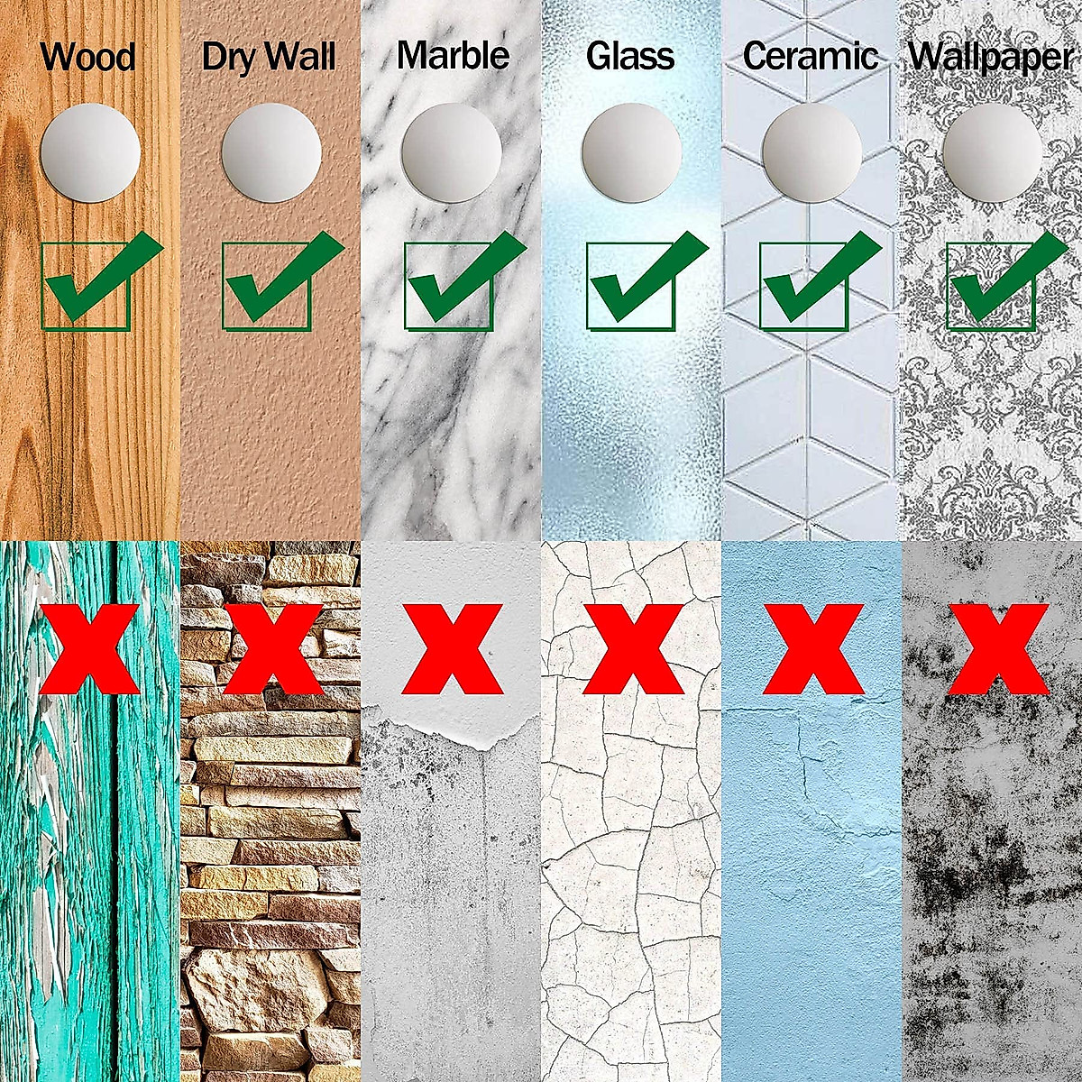 N brand 1.57inche Door Stopper Wall Protector, Adhesive Reusable Bumper Protector, with Strong 3M Adhesive,Quiet, Shock Absorbent Gel, Door Knob Wall Shield, White