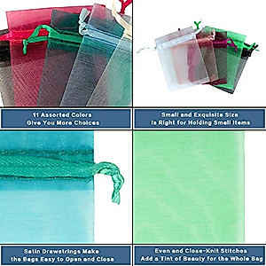 SumDirect 110Pcs 2.7x3.5 inches Mixed Color Sheer Drawstring Organza Jewelry Pouches Wedding Party Christmas Favor Gift Bags (Mixed Color)
