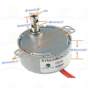 CHANCS TYC-50 Synchronous Motor Cup Turners for Tumblers 110V AC 15-18RPM CW/CCW 4W for Electric Fireplace