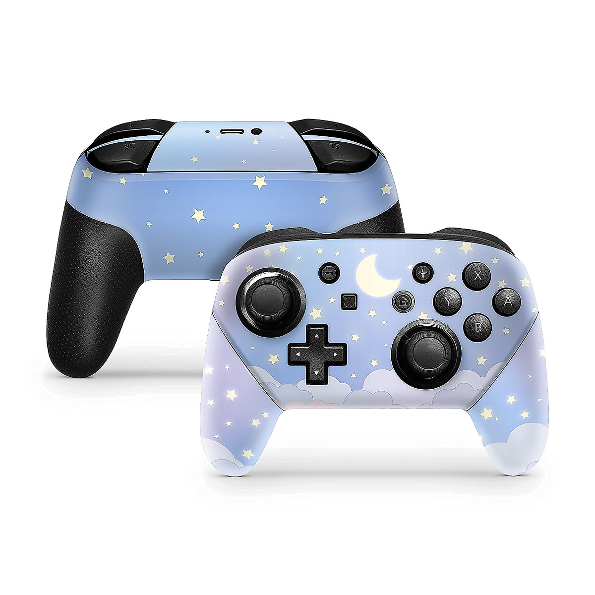 Tacky design Bundle Clouds Skin for Nintendo Switch & Clouds Skin for Pro Controller Set, Pastel Starry Blue Sky Vinyl 3m Stickers Moon Full wrap Cover