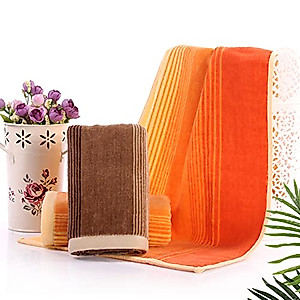 Pidada Hand Towels Set of 2 Striped Pattern 100% Cotton Soft Decorative Towel for Bathroom 13.8 x 29.5 Inch (Orange)