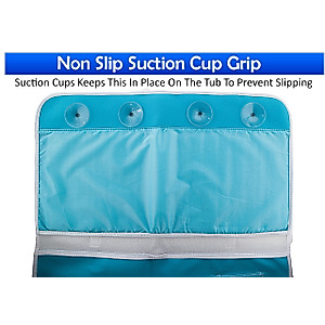 Bath Kneeler Pad & Elbow Armrest Mat for Bathtub - Baby Bath Kneeling Pad For Moms - Foldable Non Slip Safety Bathtube Padded Cushion w/ Storage Organizer & Knee Rest For Baby Bathing & Washing