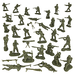 BMC CTS WW2 US Infantry Plastic Army Men - 33pc OD Green 1:32 Soldier Figures