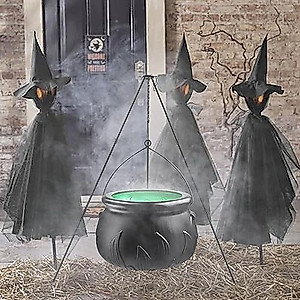Halloween Decorations Outdoor - Large Cauldron Halloween Decor on Tripod with Timer Lights - Plastic Cauldron Witch Halloween Decorations for Porch Yard Lawn Outside