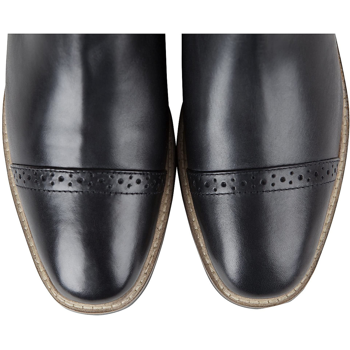 Huntley Equestrian Ladies Paddock Boot Premium European Leather With Classic Italian Burnish Finish YKK Zipper, Black, 10