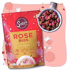 Suncore Foods Dried Rose Buds Bloom, Caffeine-Free Tea, Gluten-Free, Non-GMO, 1.5oz (1 Pack)