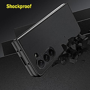 THikk Leather Case for Samsung Galaxy Z Fold 5, Premium Faux Leather Slim Phone Case Scratch Resistant Protective Cover for Samsung Galaxy Z Fold 5,Black