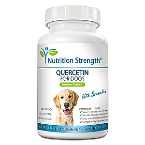 Nutrition Strength Quercetin for Dogs with Bromelain to Support Balanced Immune System, Promote Inflammatory Relief & Antioxidant Activity, Quercetin for Dog Allergies, 120 Chewable Tablets