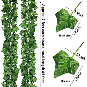 ZWYOQI 168 feet Artificial Vines Greenery Garland Fake Hanging Leaves Faux Foliage Plants for Wedding Party Garden Home Kitchen Office Wall Decorations (Watermelon/24 Strands)