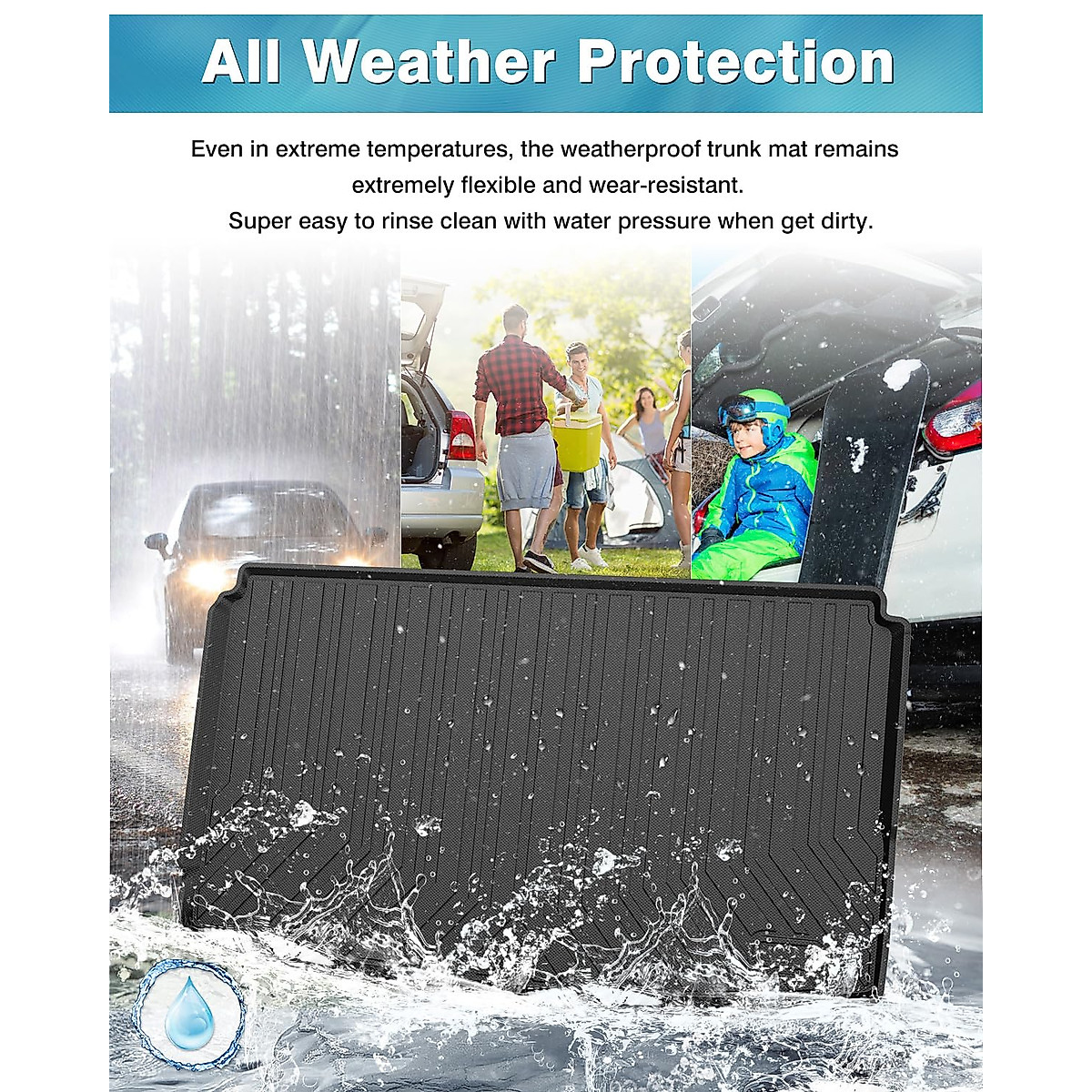 Mixsuper Cargo Liner for Ford Expedition Max/Lincoln Navigator L 2018-2024, All Weather Cargo Mat Rear Trunk Liner Behind The 3rd Row Seats Black