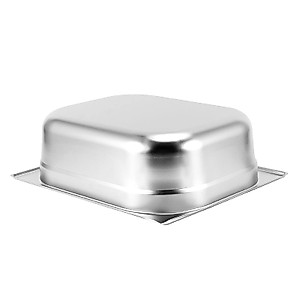 PINGEUI 3 PCS 1/2 Size 4-Inch Depth Steam Table Pan, Stainless Steel Hotel Pan, Anti-Jamming Steam Pan for Hotels, Restaurants, Bakeries, 22 Gauge, Silver
