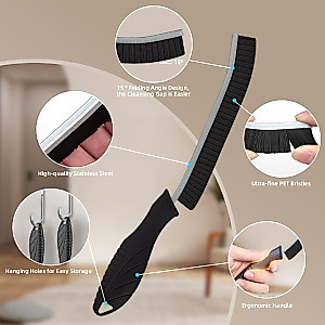 SXhyf Hard Bristle Crevice Cleaning Brush - Multifunctional Gap Cleaning Brush, Bathroom Cleaning Brush, Grout Brush, Crevice Cleaning Tools for Household Use, Kitchen, Window, Vehicle (3, Black)
