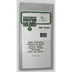 Evergreen 9005 Pack of 3 Clear Polystyrene Sheets 150x300x0.13mm