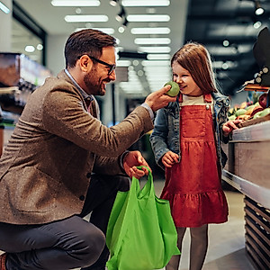 Evohyah Shopping Bags Reusable Grocery Tote Bags Kitchen Reusable Grocery Bags 50LBS Ripstop Geometric Fashion Recycling Bags Folding Storage Bag Machine Washable Nylon Bags (Sgreen, S)