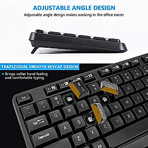 CHONCHOW Compact Wireless Keyboard and Mouse Combo[Energy Saving && Whisper Quiet], 2.4GHz Computer Keyboard, 3 Level DPI Adjustable Wireless Mouse with Independent On/Off Switch for Laptop PC Mac