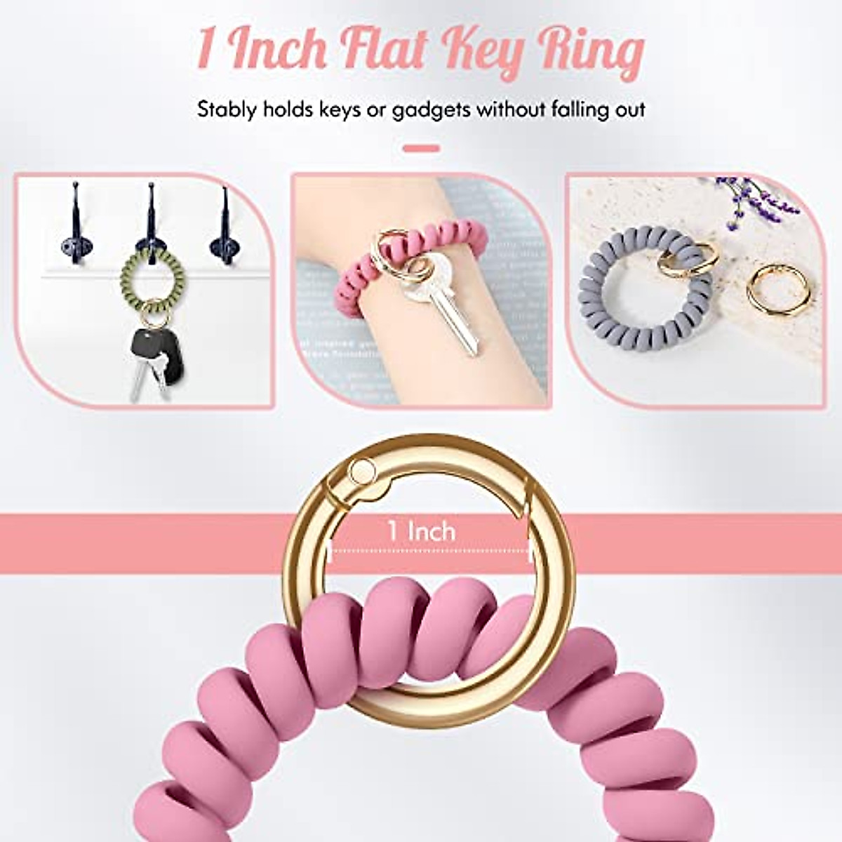 6PCS Stretchable Wristband Wristlet Keychain Wrist Key Chain Wristlet,Spring Flexible Spiral Wrist Coil ​Wrist Band Bracelet Key Holder Spring O Ring for Sauna Gym Pool ID Badge and Outdoor Sports