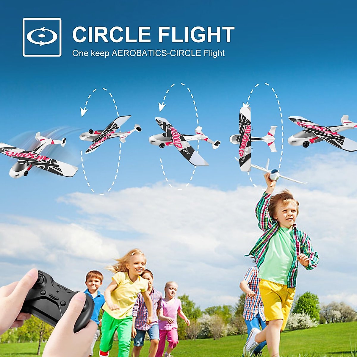 4DRC RC Plane, 2.4Ghz Remote Control Airplane,Flying with 2 Batteries & Propeller 6-axis Gyro Stabilizer,Blue&Green Light,Easy to Fly for Beginners Adults Kids Boys