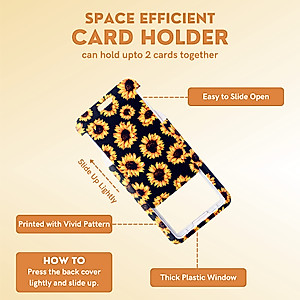 ID Badge Holder with Lanyard - Fashionable ID Card Holders with Retractable Lanyards - Soft Fiber,Metal Clip,Sturdy Buckle for Key,Wallet - Cute Sunflower Work,Nurse,Teacher Badge Holder