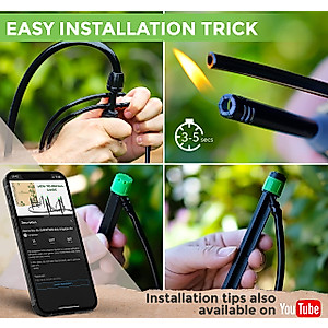 CARPATHEN Drip Irrigation Kit - Adjustable Premium Garden Watering System for Raised Garden Bed, Yard, Lawn + 6 pcs Drip Irrigation Parts - 3 x Female Thread Adapter + 3 End Plugs for 5/16 Mainline