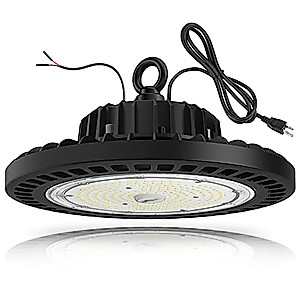TREONYIA LED High Bay Light 150W 21,000LM 5000K CRI≥80 ETL&DLC Listed, UFO LED Shop Light 5' Cable with US Plug, for Commercial Warehouse Wet Location Shop Garage Factory Area Lighting Fixture