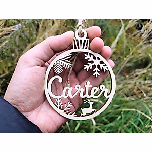 Wooden Personalized Christmas Ornaments with Name Family Christmas Ornaments for Kids Christmas Ball Ornaments Christmas Tree Ornaments Christmas Balls Custom Christmas Ornament with Name