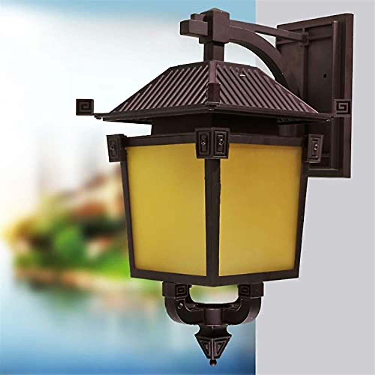 OUUED European Wall Light Waterproof Outdoor Antique Wall Lamp Exterior Wall Lights, Wall Lantern for Home Porch Patio Walkways Garden Lantern 1 Light E27 Frosted Glass Shade
