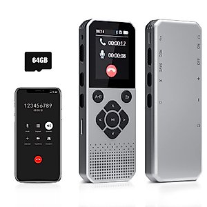 64GB Voice Recorder, Digital Voice Recorder with Bluetooth, Tape Recorder Up to 3072kbps Bit Rate, Voice Activated Recorder with Playback, Audio Recorder for Interview Meetings Lecture