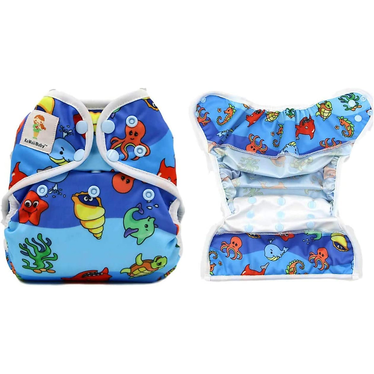 Kawaii Baby 6 Happy Leak-Free Cloth Diaper Covers, Double Waterproof Layer adjustable to fit babies 8-36 pounds (Happy Girl)