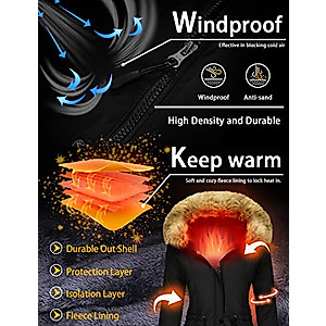 YXP Women's Winter Thicken Military Parka Jacket Warm Fleece Cotton Coat with Fur Hood (Black,XL)