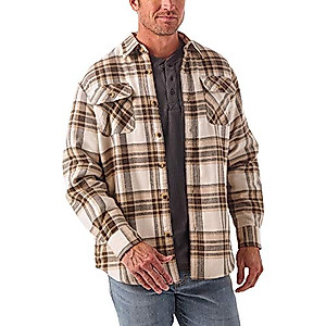 Wrangler Authentics Men's Long Sleeve Sherpa Lined Shirt Jacket, Birch, Medium
