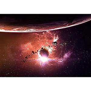 SIGNFORD Removable Wall Sticker/Wall Mural Cosmic Solar Flare Eclipse Galaxy Stars Astronomy & Space Astronaut Digital Art Realism Decorative Colorful for Living Room, Bedroom, Office - 66x96 inches