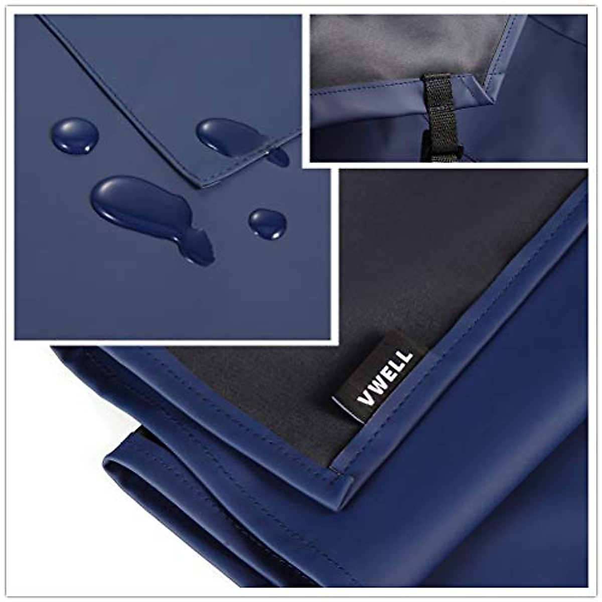 Waterproof Rubber Vinyl Apron W/ 2 Pockets - Lab Apron for DishWashing,Grooming Blue