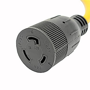 Parkworld 63531 Adapter General 3-Prong 15 AMP 5-15P Male to Generator 3-Prong 20 AMP Locking L5-20R Female (2 Feet)