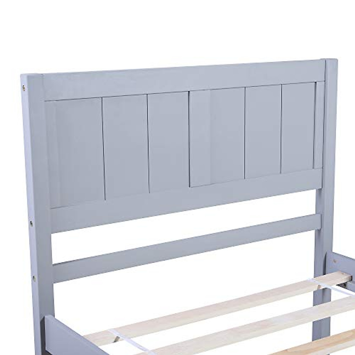 Swellsuite Wood Platform Bed Frame for Kids, Twin Bed Frame with Headboard and Support Legs for Boys and Girls, Twin Platform Bed with Wood Slats, No Box Spring Needed, Twin Size, Gray.