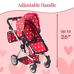 Convertible Combo Baby Doll Stroller for 3 Year Old Girls & Up | Play Toy Baby Stroller for Dolls, Folding Adjustable Bassinet Carriage Buggy with Storage Basket Converts to Sit Up Pushcart Pram