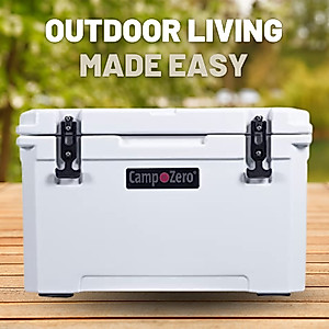 CAMP-ZERO 40L-42 Quart Hard Cooler Ice Chest, Perfect for Drinks, Beach, Picnics, Boating, Hunting, Camping and Travel with 4 Molded-in Cup Holders and Comfort Grip Handles