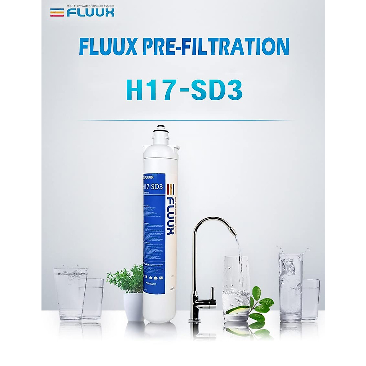 Microfilter MICROFILTER FLUUX H17-SD3,Sediment,Under Sink Water Filter 21K Gallons ,Includes Head,2Pack