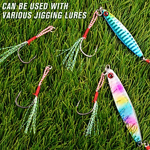 Assist Hooks Saltwater for Jigging,35pcs Micro Jigging Assist Hooks Slow Pitch Jigs Single Assist Fishing Hooks Dancing Stinger Jigging Hooks for Vertical Jigging Lures