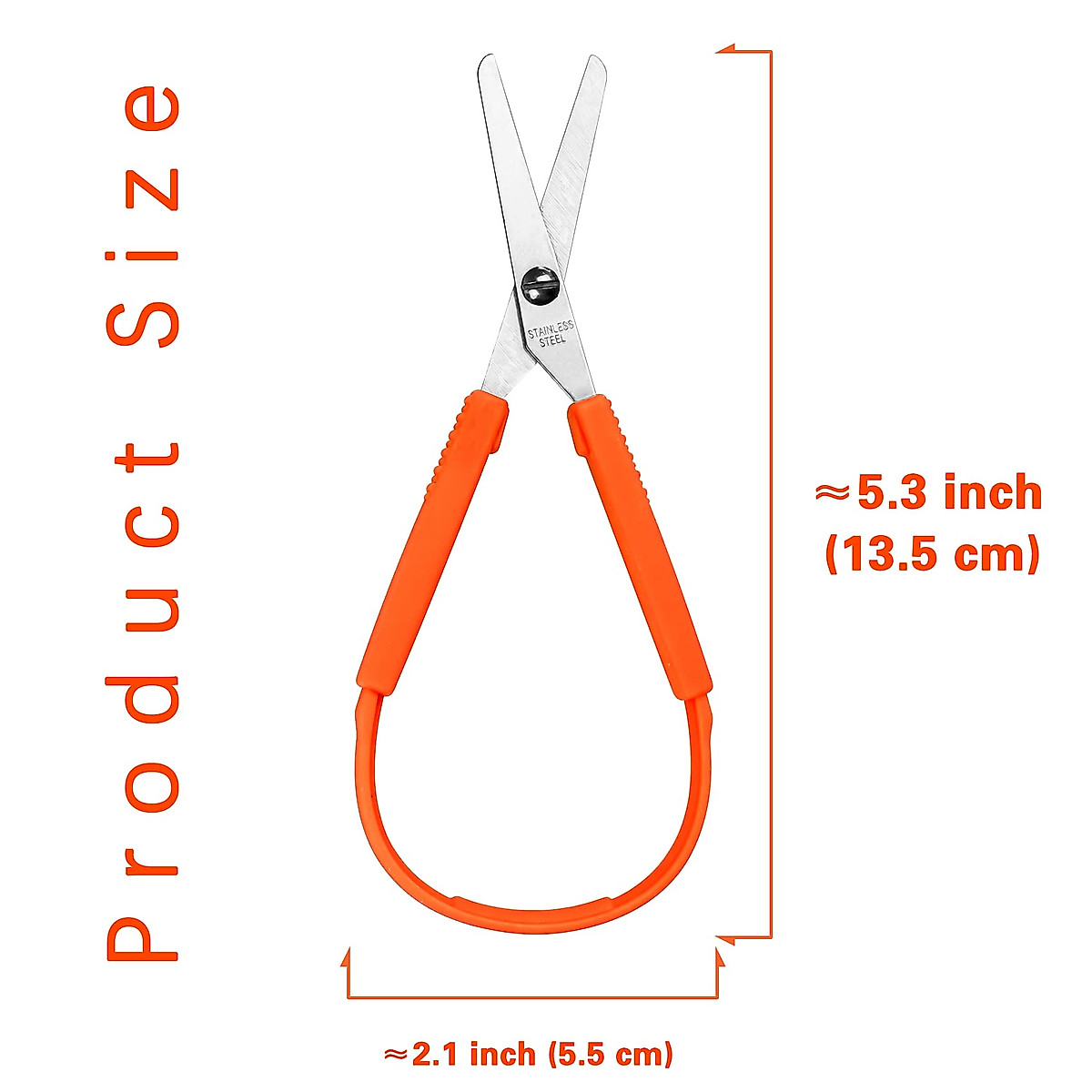 LDW 3-Pack Mini Loop Scissors Muitiple Colors Easy-Opening Squeeze Handles Grip Scissors Self-Opening Adaptive Design for Special Needs, Green