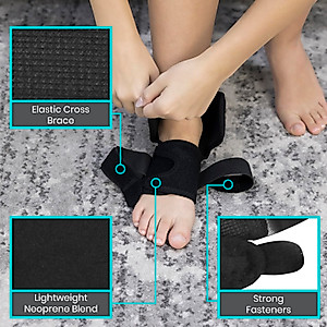 Vive Ankle Brace for Sprained Ankle - Adjustable Ankle Sleeve for Plantar Fasciitis, Tendonitis, Sprains, Swollen Feet - Lace Up Support Wrap for Running, Sports Injuries, Recovery (Fits Right & Left)