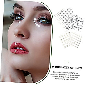 VILLCASE 12 Sheets Beauty Rhinestones Nail Art Decoration Hair Gems Pearl Rhinestones Adhesive Acrylic Stickers Eye Body Peals Nail Acrylic Charm Nail Art Charms Stickers for Phone Shell