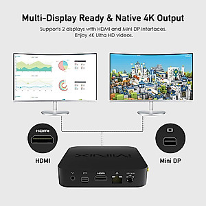 MINIX Neo Z83-4 Plus, 4G/64G Intel X5-Z8350 Fanless Mini PC Windows 10 Pro. Dual-Band Wi-Fi/Gigabit Ethernet/Mini DP/4K UHD/Auto Power On. Ideal Home/Office/Industrial and Digital Signage Solution