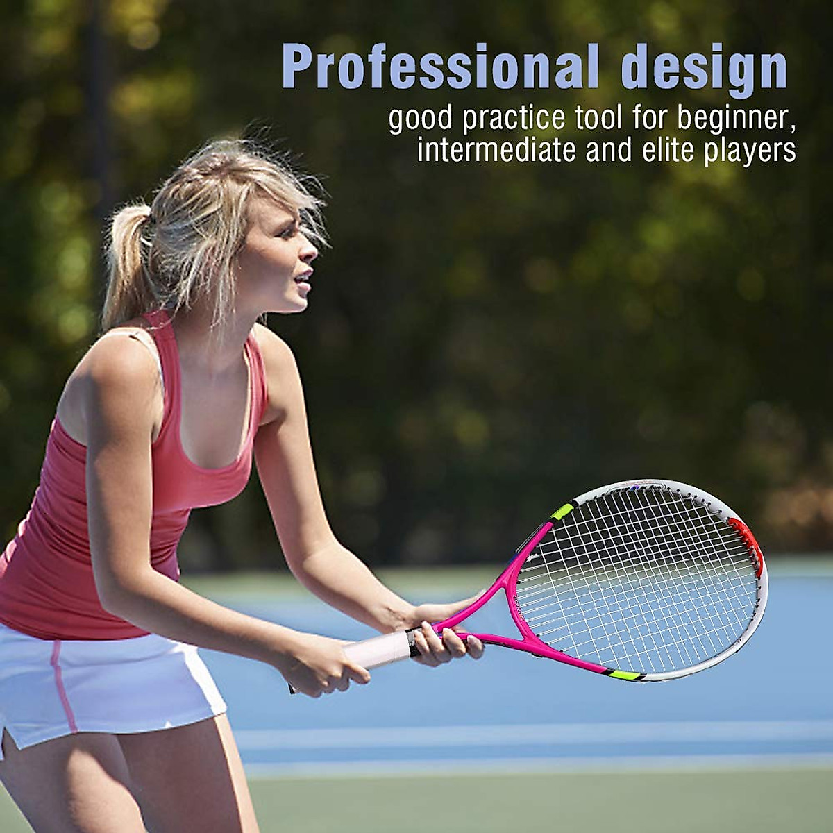 Tennis Racket TOPINCN Super Junior Tennis Training Racquet for Kids Beginners Training Practice - 1 Carrying Bag Included(Rose Red)