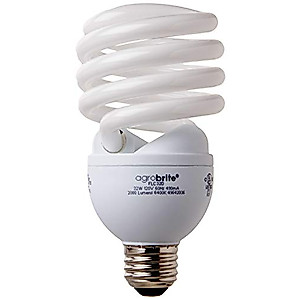 Hydrofarm Agrobrite FLC32D Compact, 32 Watt, 6400K Fluorescent Spiral Grow Lamp, 1 Count (Pack of 1), Brown/A