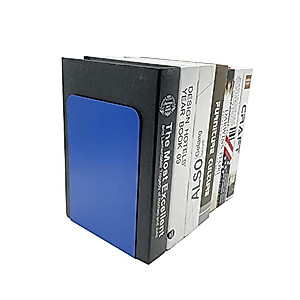 JIARI 2 Pair Book Ends, Bookends, Book Ends for Shelves, Book Shelf Holder, Metal Bookends, Book Organizer for Home Office Library (2 Pair Blue)