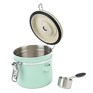 CHICIRIS Food Canister, Coffee Bean Container, Coffee Canister Mint Green Food Grade Stainless Steel Airtight Coffee Container with Scoop Date Wheel for Tea Nuts (1.5L)