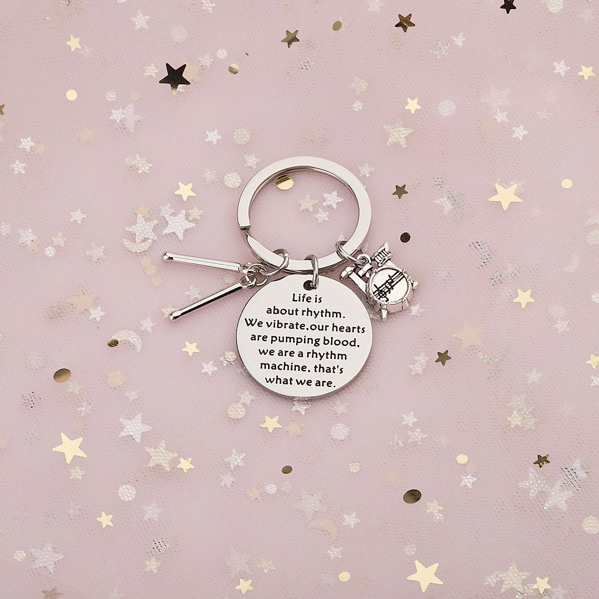 BAUNA Drum Keychain Percussion Drumsticks Keychain Life Is About Rhythm